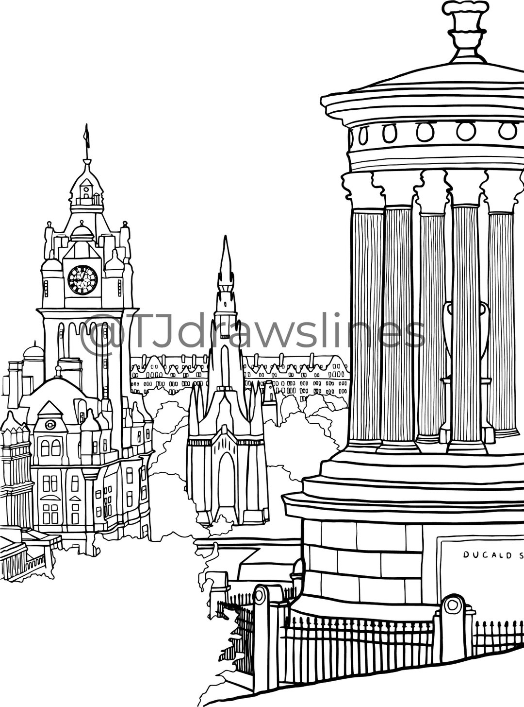 Edinburgh Line Drawing - Etsy
