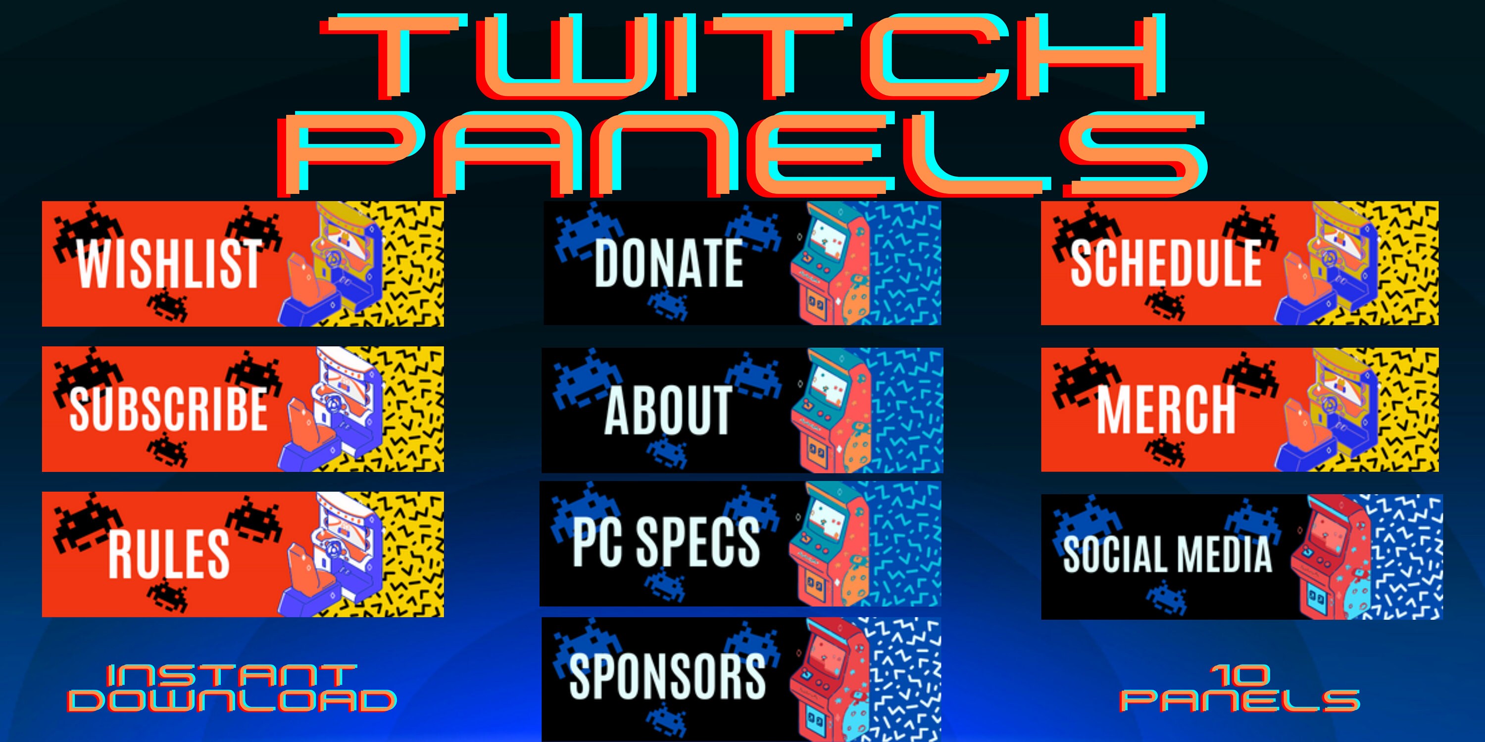 Retro Gaming Twitch Panels (instant Download) - Etsy