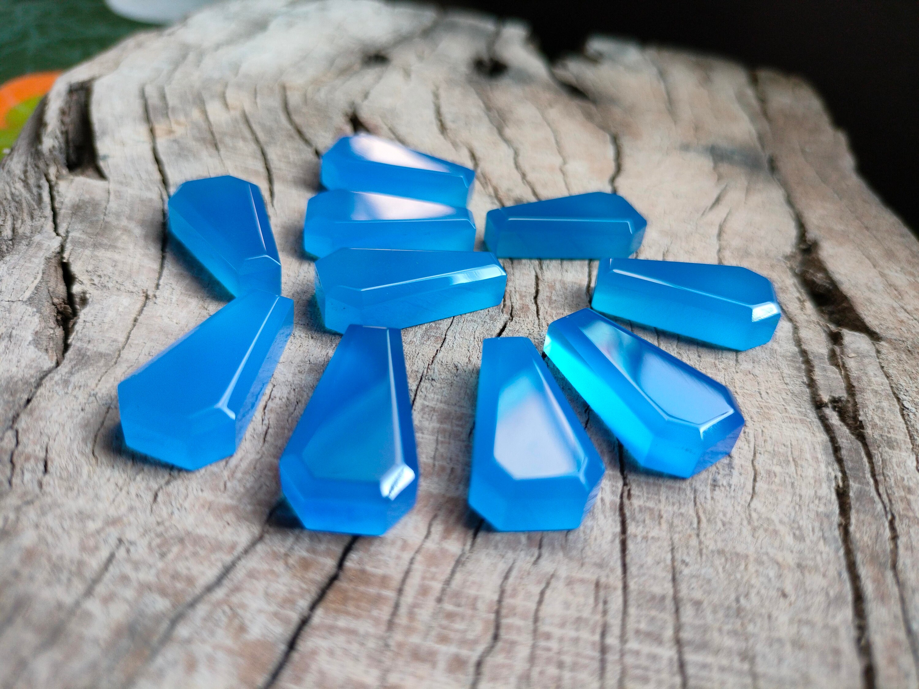 Blue Chalcedony Coffin Beads: Step Cut Gemstone Cabochons - Etsy