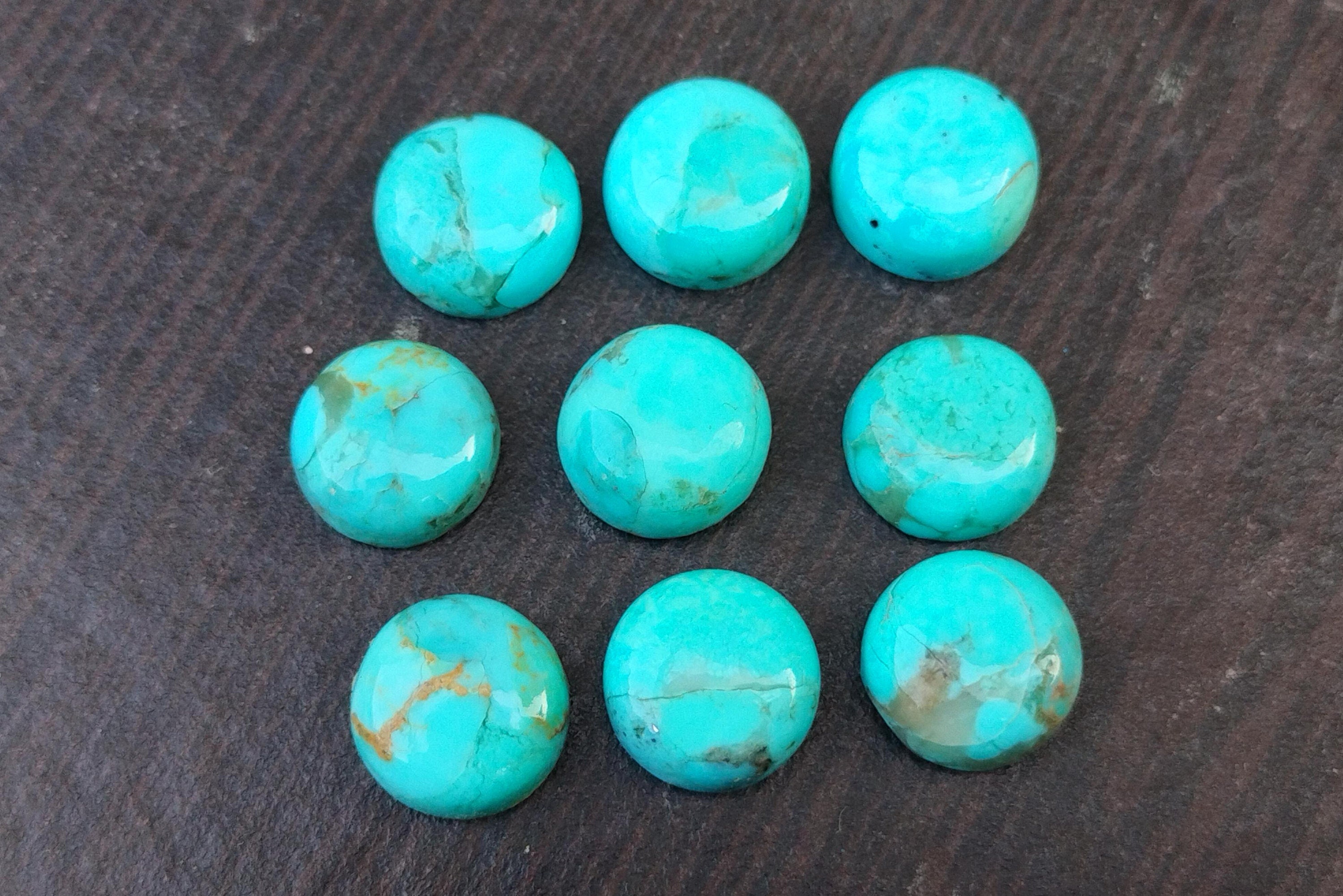 Arizona Turquoise Cabochon: Round Flat Back Gemstone, Kingman AAA ...