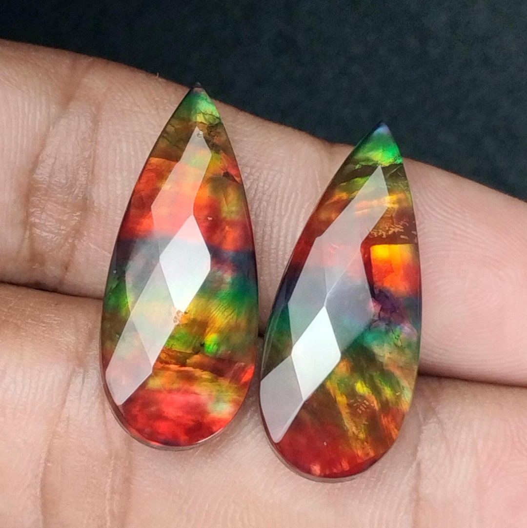 Ammolite Stone Doublet Pair, Color Full Ammolite, Gemstone, Aaa ...