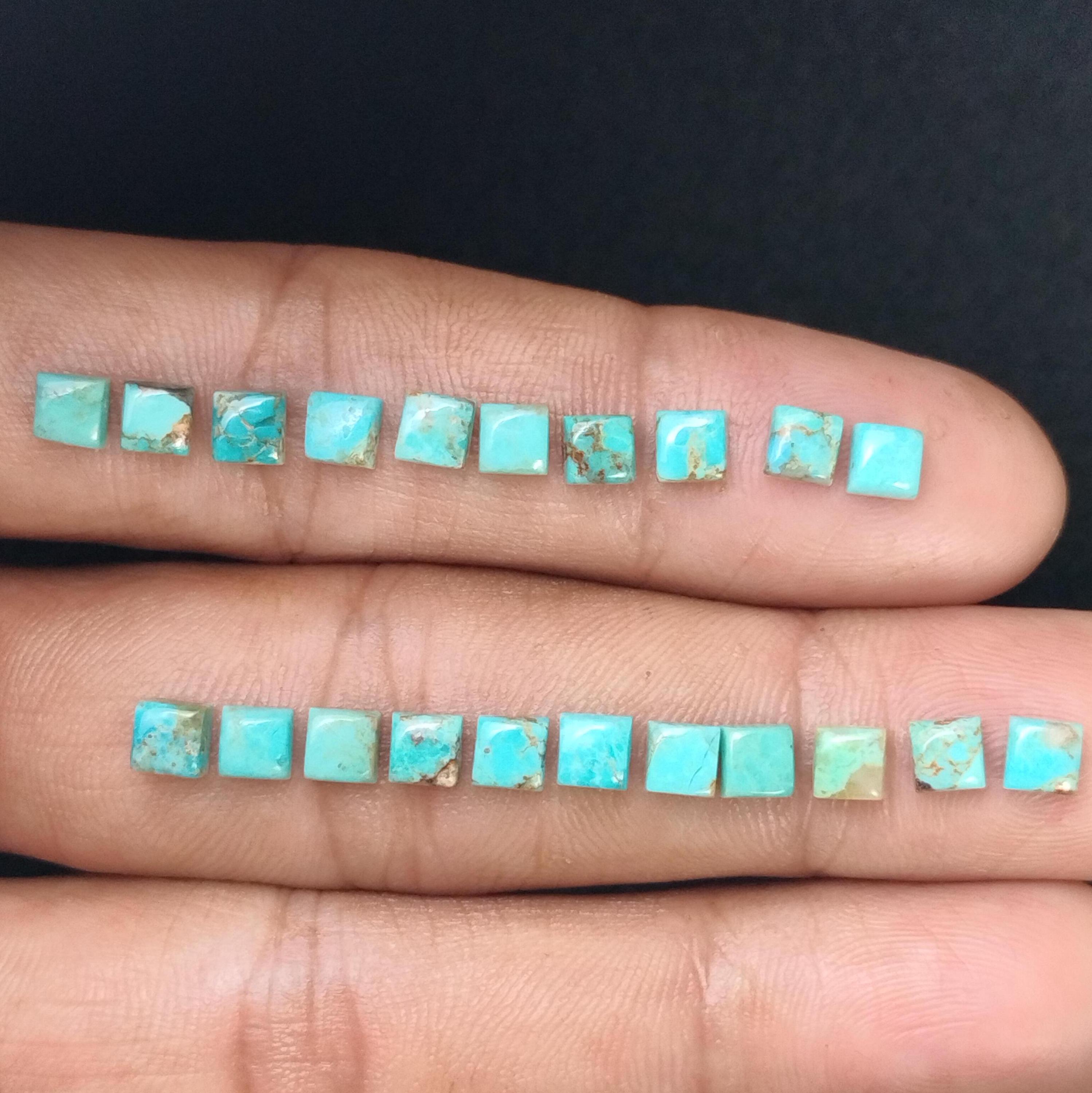Arizona Turquoise Cabochons: 4mm Square Gemstones for Jewelry Making - Etsy