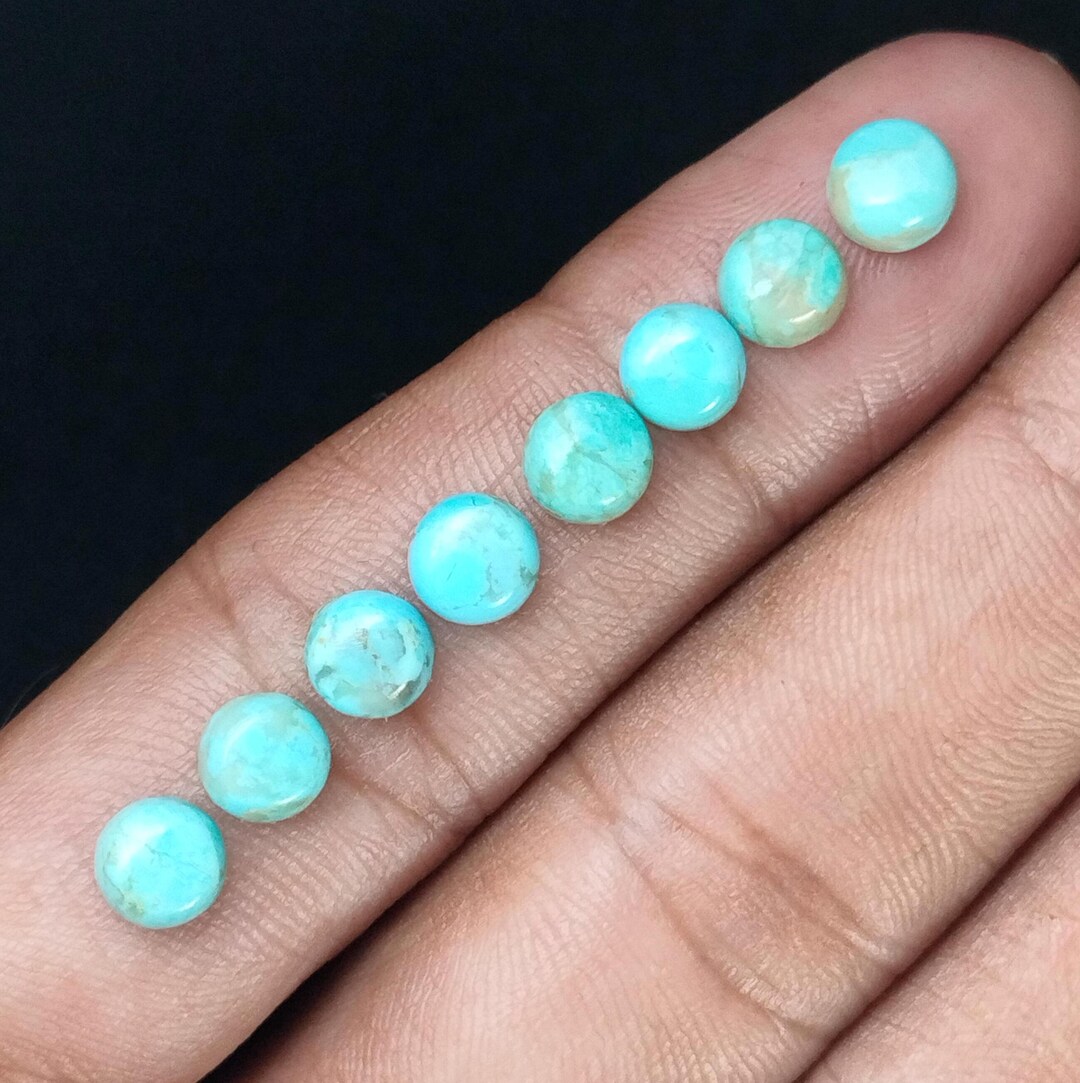 Arizona Turquoise Cabochons: 6mm Round Gemstones, Flat Back, Jewelry ...