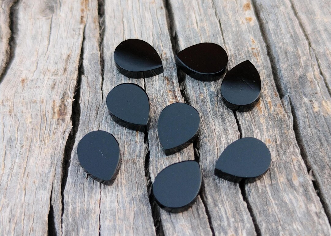 Natural Black Onyx Pear Cabochon: Flat Back Gemstone (3x5 to 16x22 MM ...