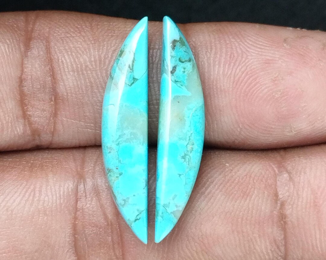 Genuine Turquoise | 9 X 30 MM Fancy Shape Pair | Turquoise Kingman ...