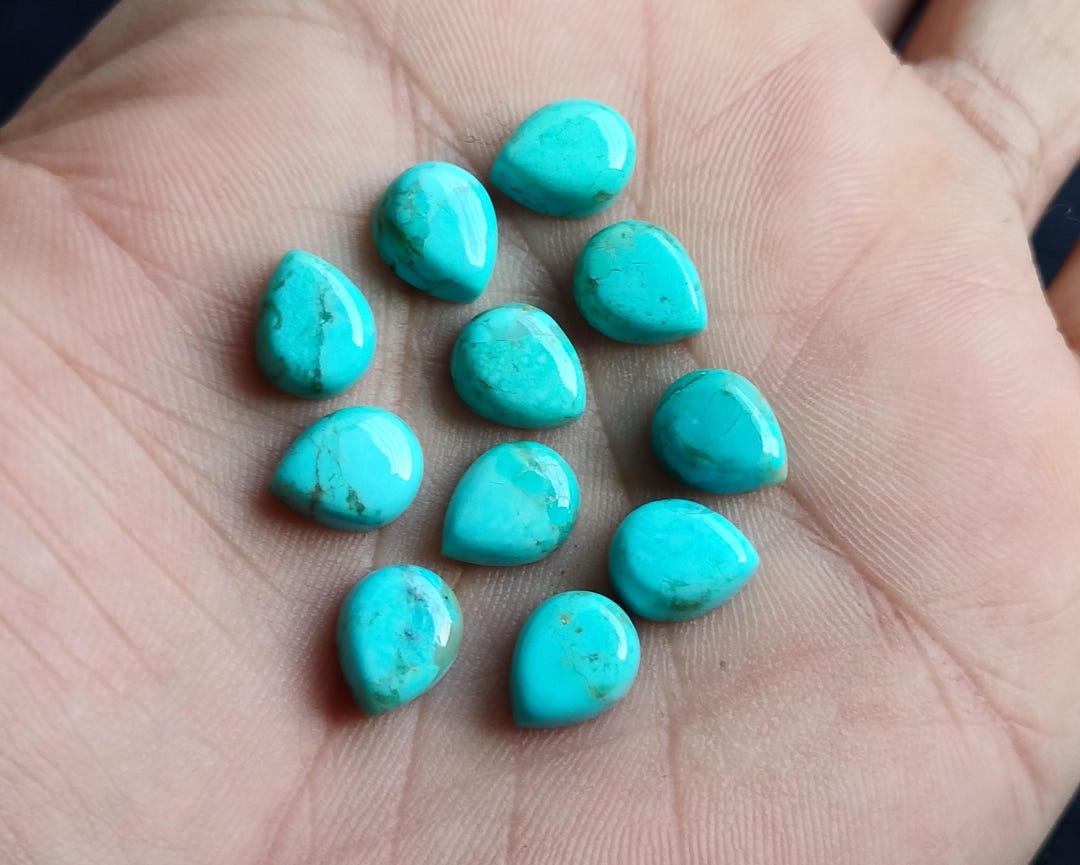Arizona Turquoise Pear Cabochon: AAA Kingman Gemstone for Jewelry - Etsy