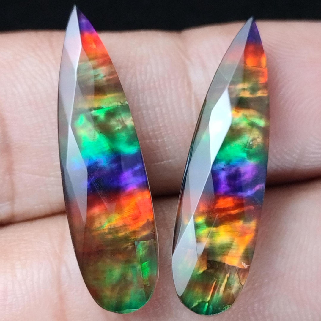 Ammolite Stone Pear Shape Briolette Matched Pair for Earring,jewelry ...