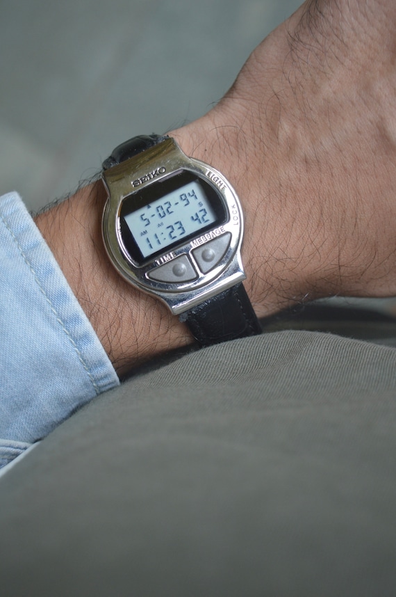 Seiko Receptor Digital Message Watch. Vintage Black A… - Gem