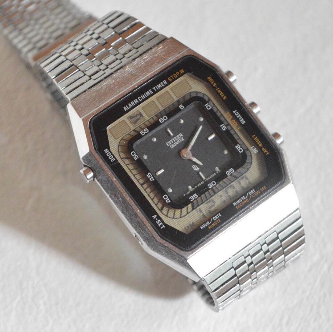 Citizen Vintage Train Track Ana-digi Watch. Military Gift - Etsy