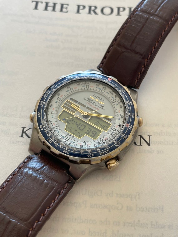 Citizen World Time Chronograph Vintage Pilot Watch. S… - Gem