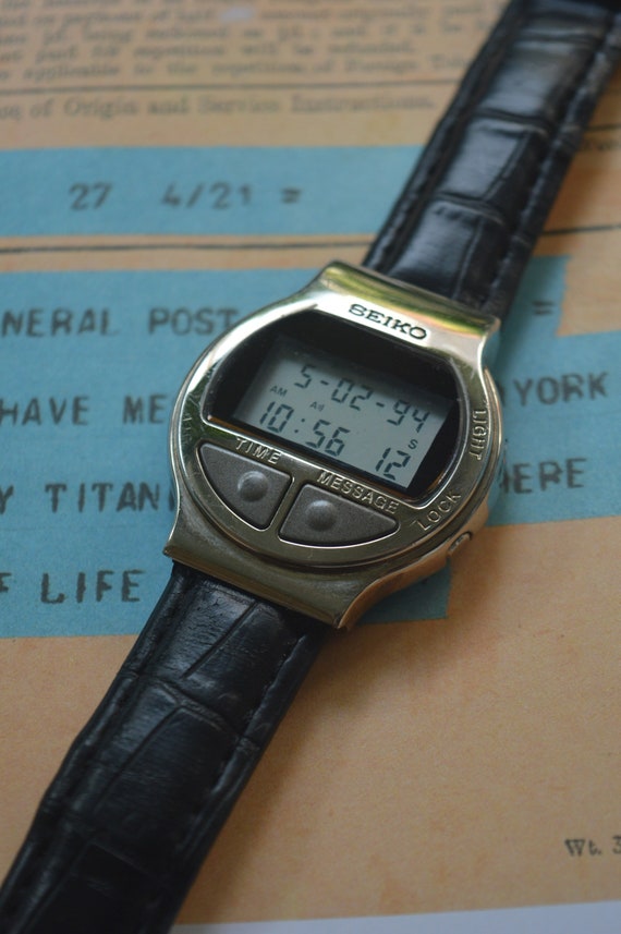 Seiko Receptor Digital Message Watch. Vintage Black A… - Gem