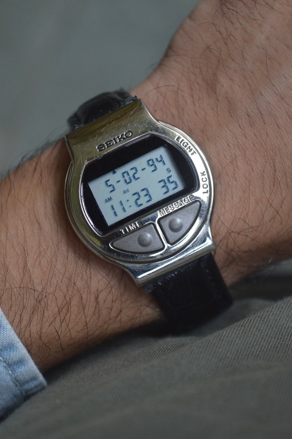 Seiko Receptor Digital Message Watch. Vintage Black A… - Gem