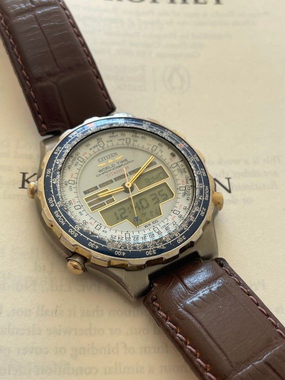 Citizen World Time Chronograph Vintage Pilot Watch. S… - Gem