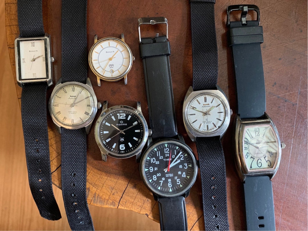 Lot of 7 Vintage Watches. Retro Gold Dress Jager Army Tudor Tissot ...