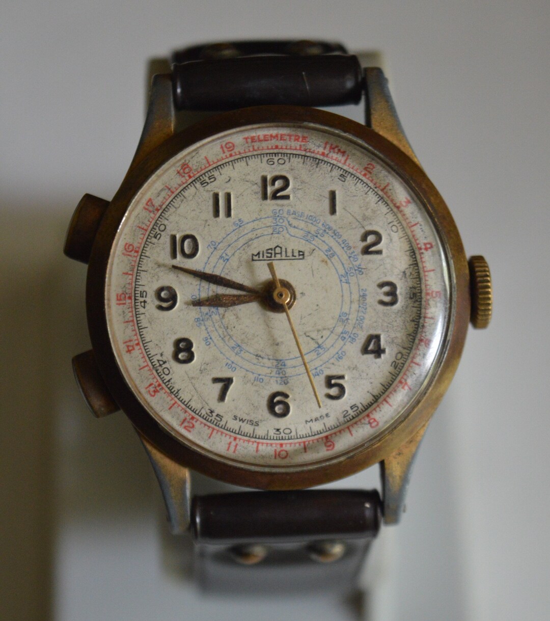 Misalla Vintage Chronograph Watch. Army Omega Rolex IWC CWC Record Gift ...
