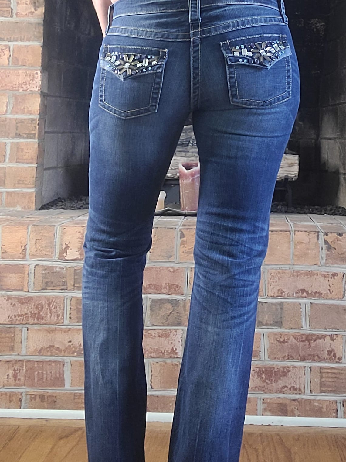 Vintage Embellished Flap Pocket Jeans, Size 6, Vintage VS 5 Flap Jeans ...