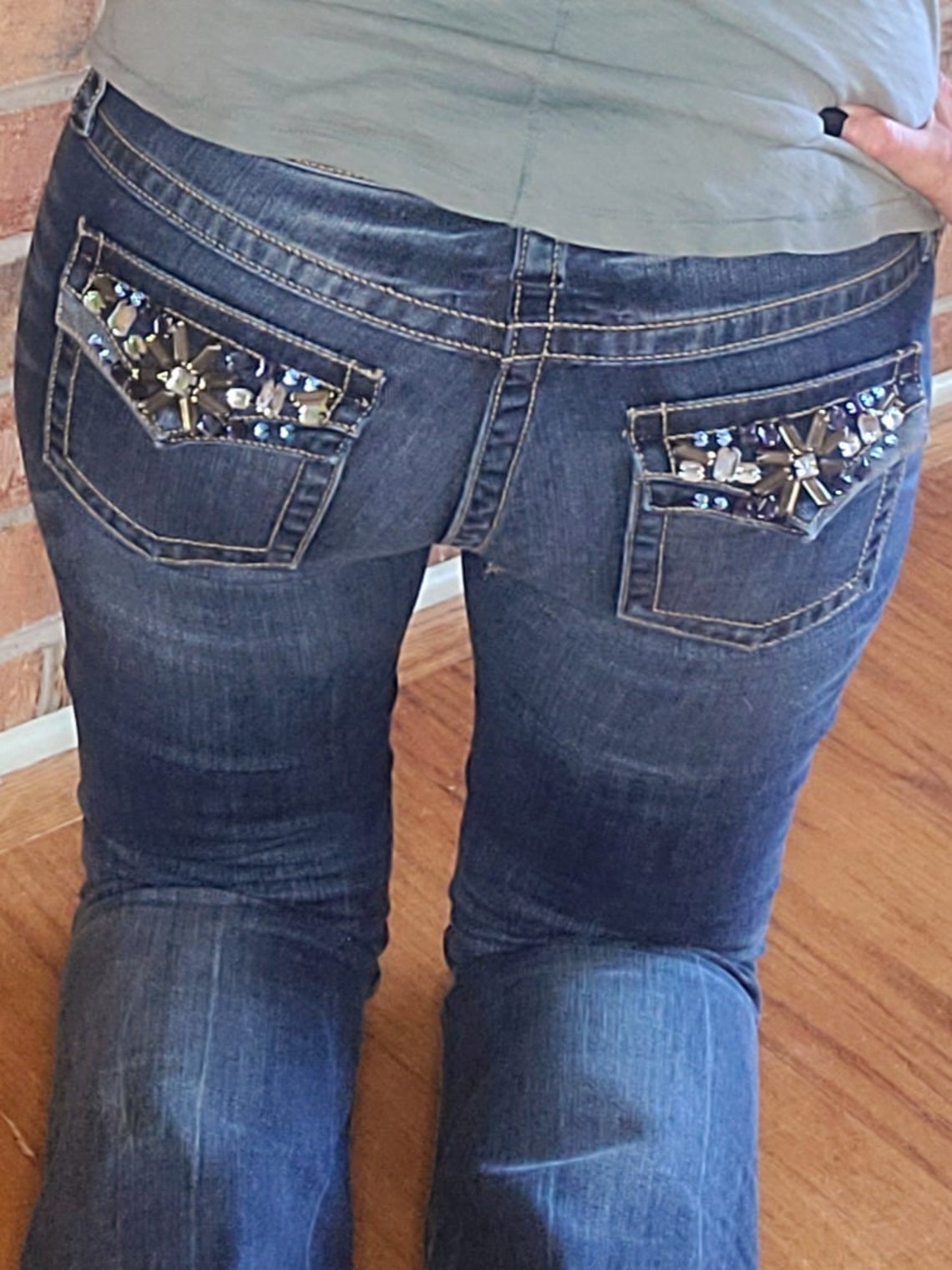 Vintage Embellished Flap Pocket Jeans, Size 6, Vintage VS 5 Flap Jeans ...