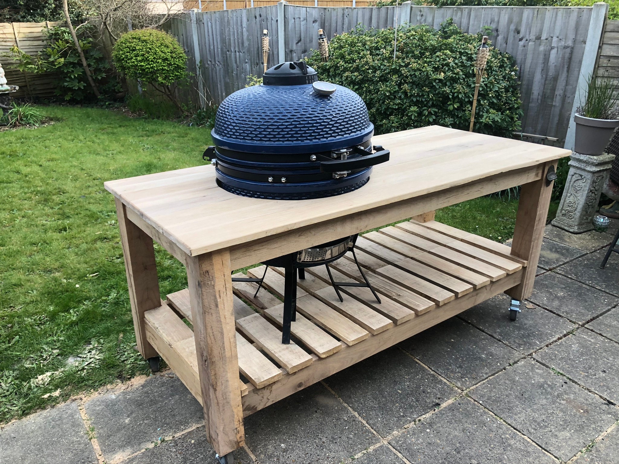 Solid Oak Kamado BBQ Table Big Green Egg Kamado Joe Monolith - Etsy UK
