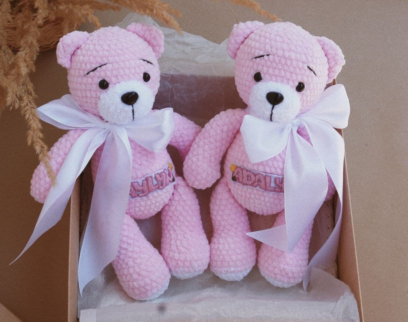Personalized Pink Bear Stuffed Animal Twin Baby Gift . Baby - Etsy