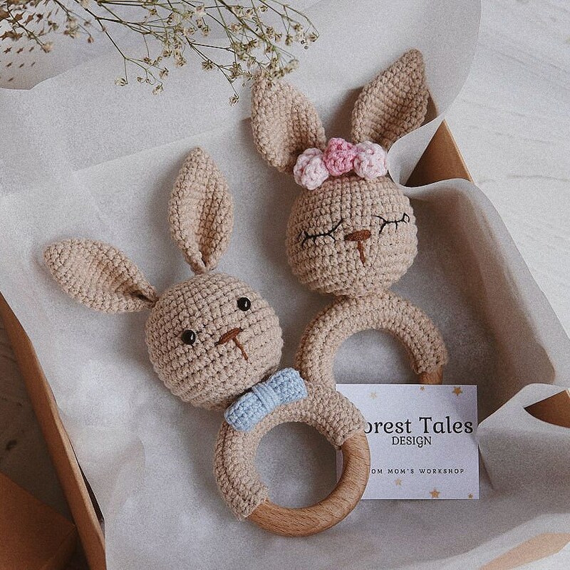Bunny Rattle - Etsy