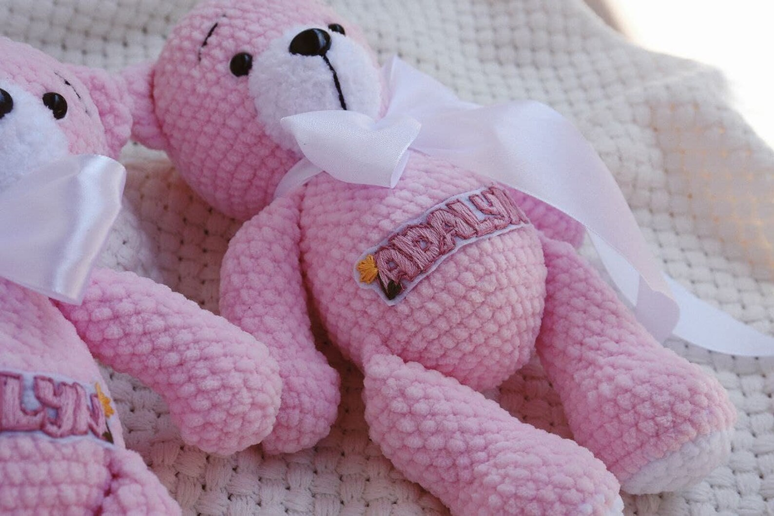 Personalized Pink Bear Stuffed Animal Twin Baby Gift . Baby - Etsy