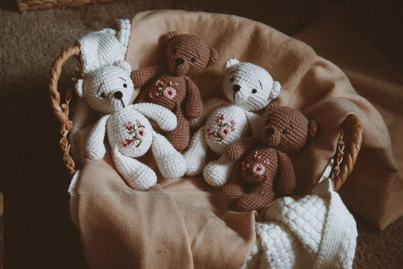 Bear Stuffed Animal for Twin Baby Christmas Gift 1st Birthday. | Etsy