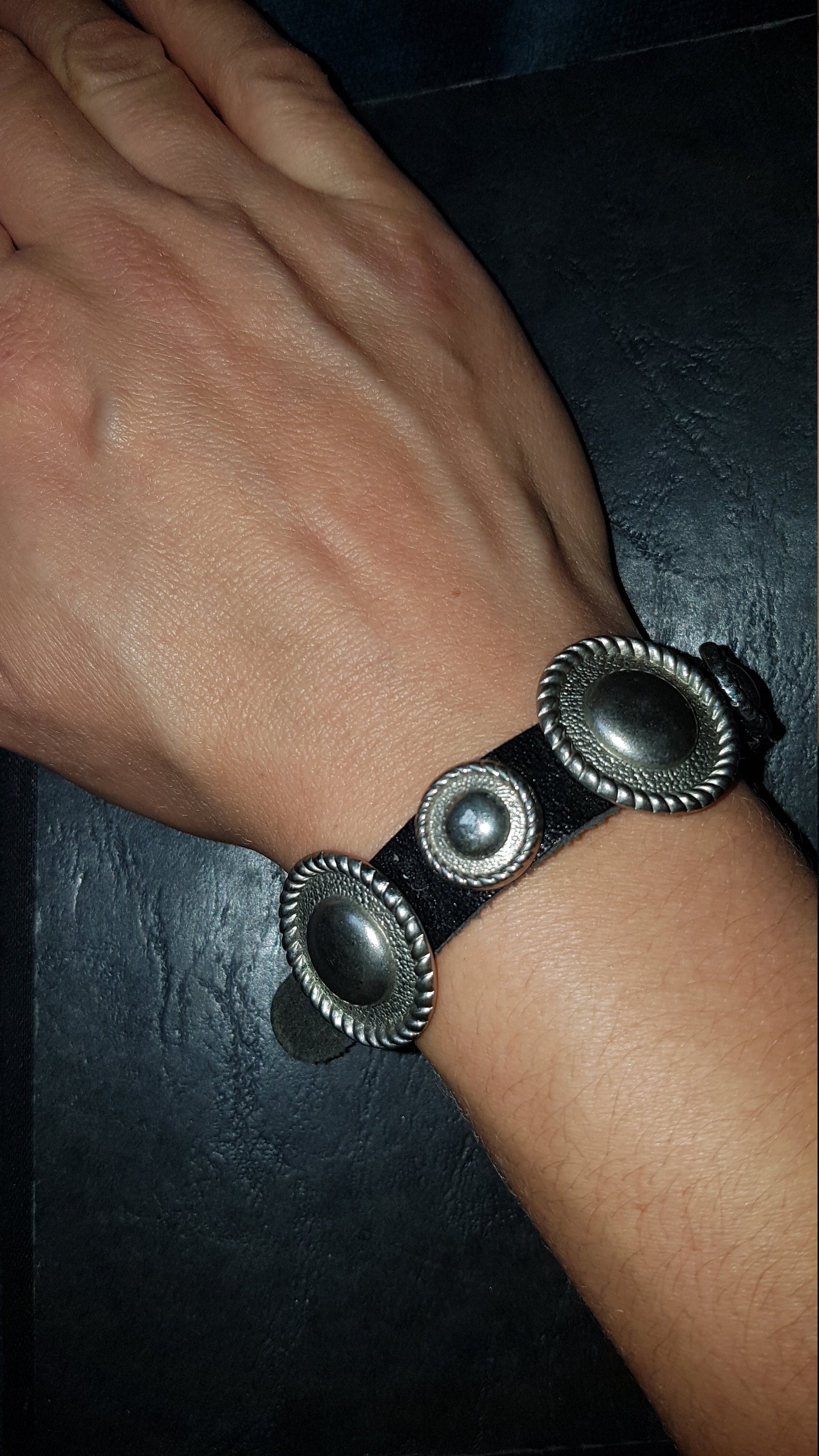 Black Leather Stud Bracelet - Etsy