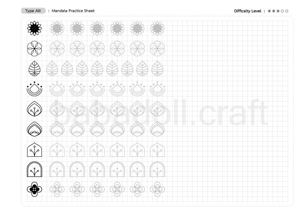 20 PDF Files Mandala Tracing Template ,traning Pattern,instant Download ...