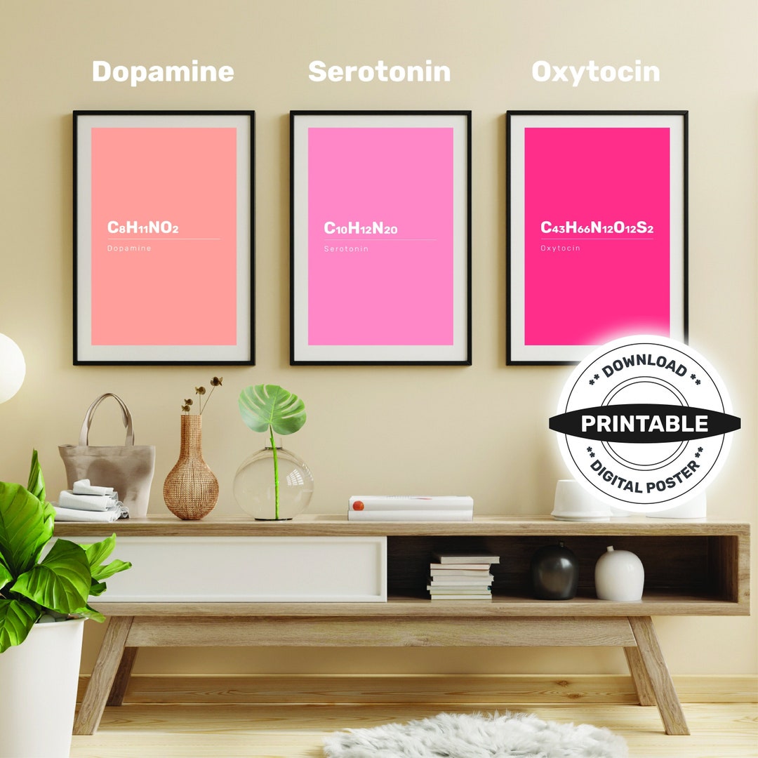 Molecular Formula Art Prints, Set of 3: Dopamine, Serotonin, Oxytocin ...