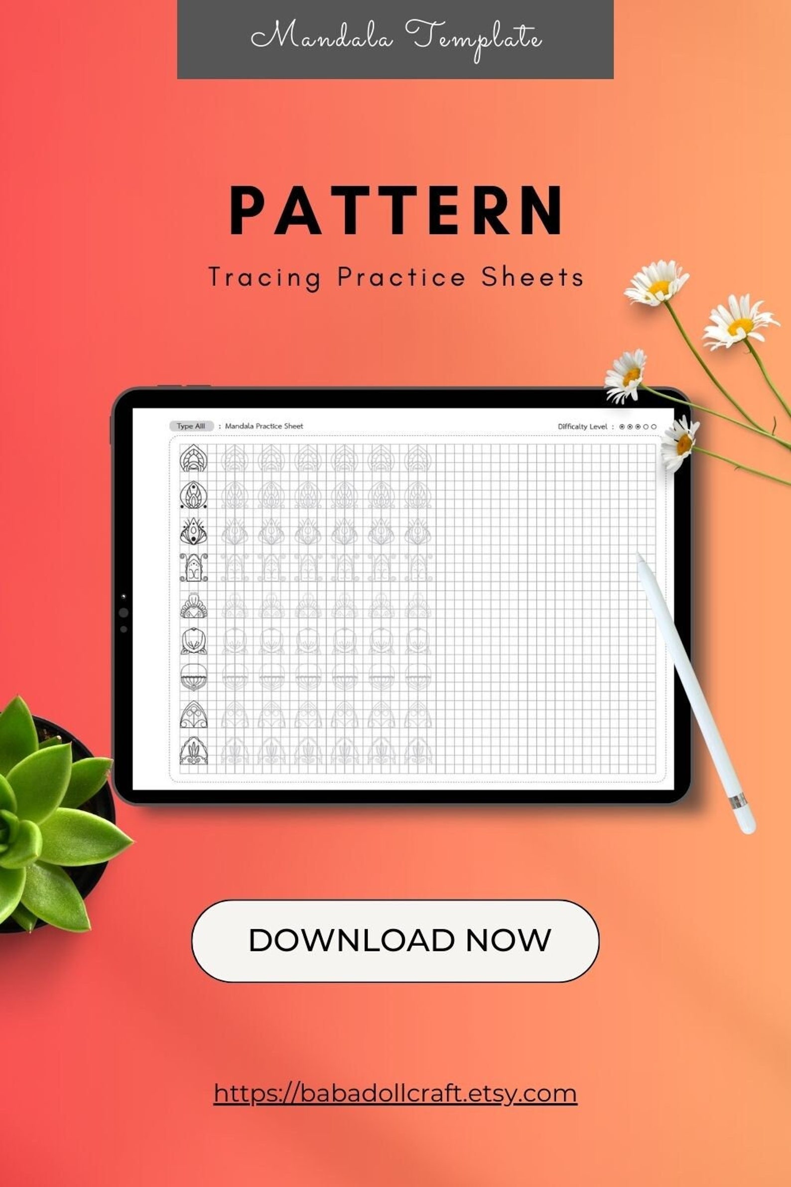 20 PDF Files Mandala Tracing Template ,traning Pattern,instant Download ...