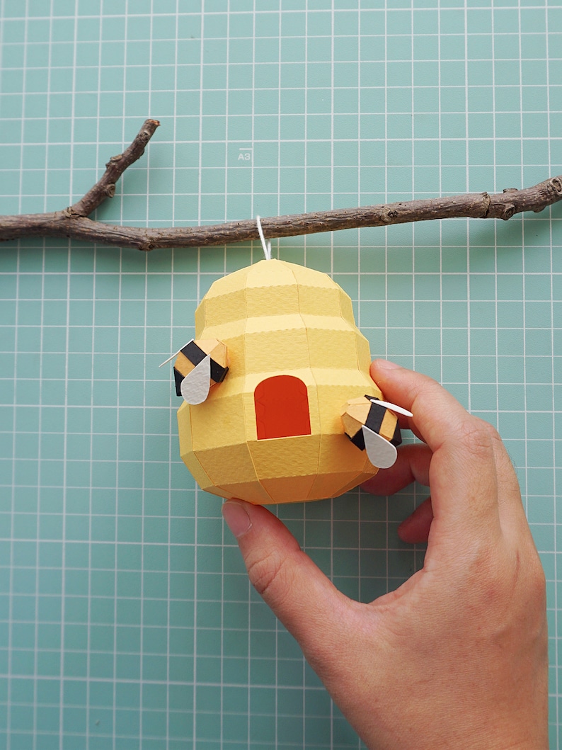 3D Paper Beehive Template With Bees (SVG, DXF, PDF) - Etsy