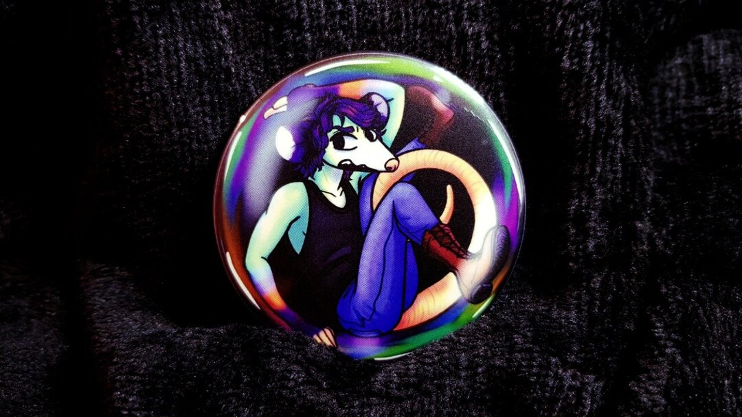 Anthro Possum Monster Boy in a Bubble 58mm Large Pin Badge - Etsy