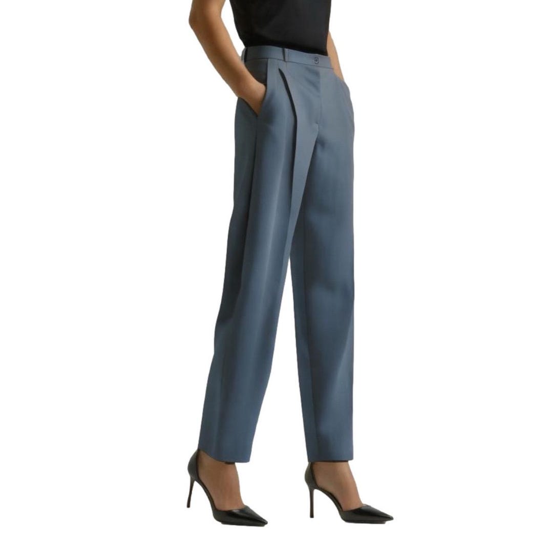 100% Virgin Wool Baby Blue 80s Trousers Tapered Leg Vintage High Rise ...