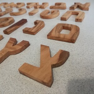 Set of Hebrew Alphabet 3D Solid Wood Letters Aleph-bet Fridge Magnet ...