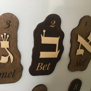 Set of Hebrew Alphabet Letters Aleph-bet Fridge Magnets With English ...