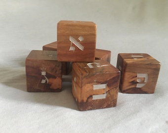 Hebrew Alphabet Wood Cubes Alef Bet Haivri Wooden Unfinished Blocks 1.6 ...