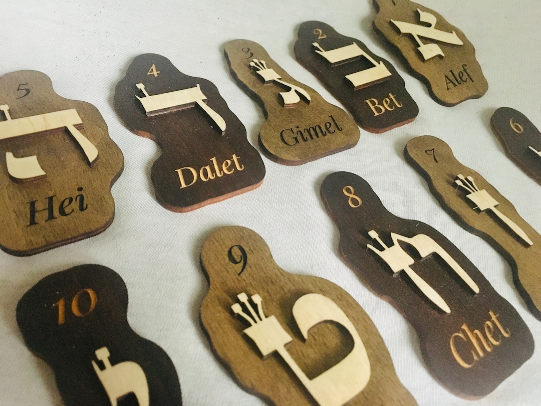 Set of Hebrew Alphabet Letters Aleph-bet Fridge Magnets With English ...