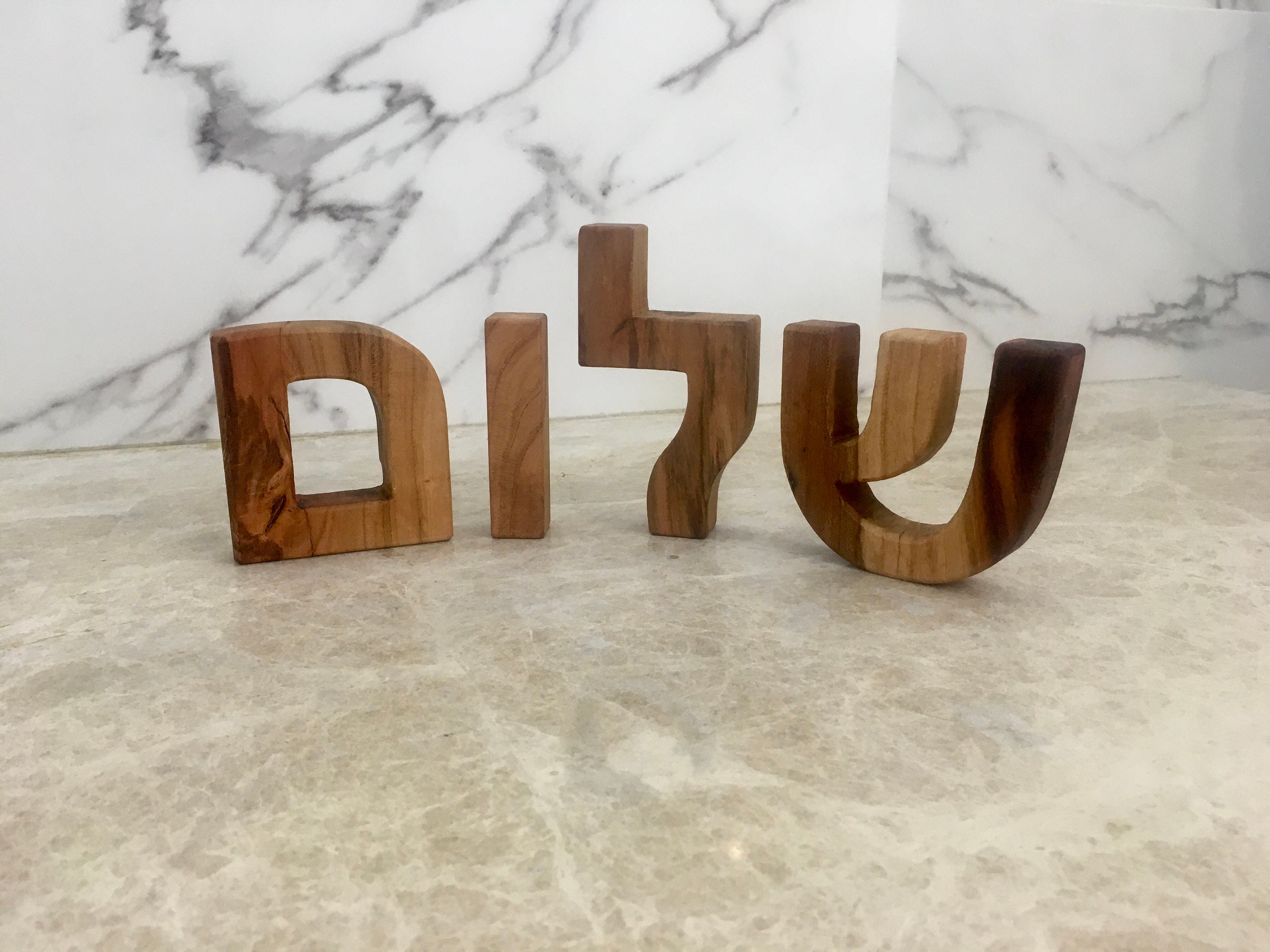 Shalom Hebrew Wooden Word Inspiration Sign שלום Peace Self Standing 3D ...