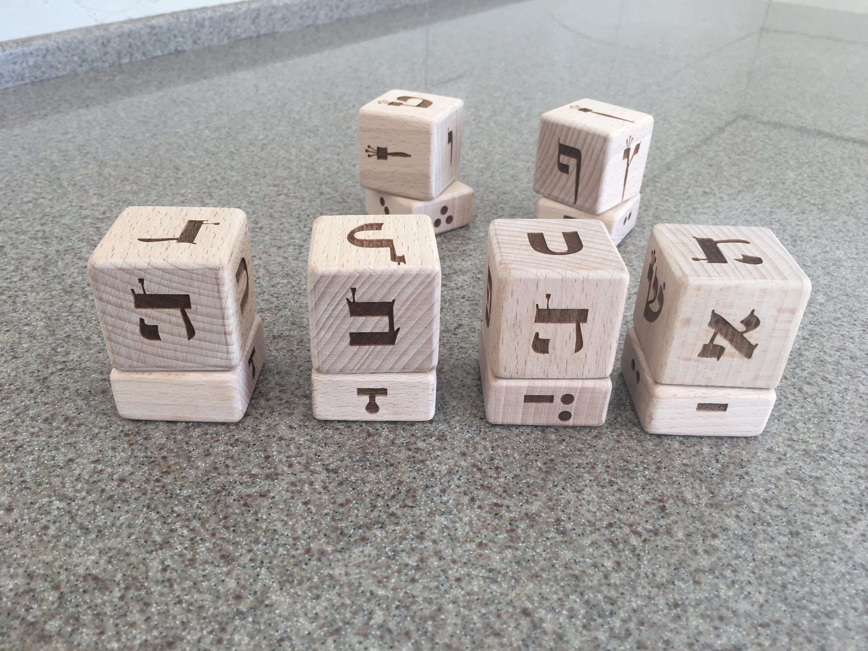 Set of 12 Wood Cubes Hebrew Aramaic Alphabet With Niqqud - Etsy