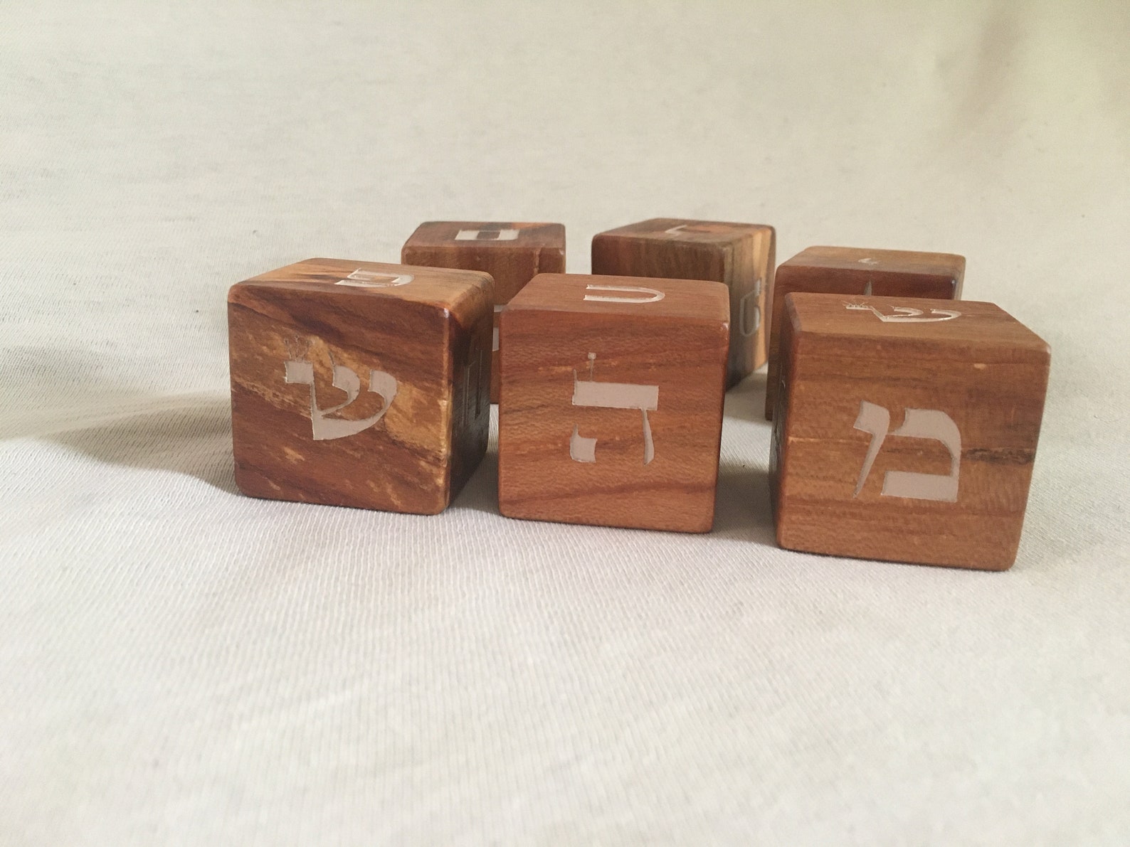 Hebrew Alphabet Wood Cubes Alef Bet Haivri Wooden Blocks 1.6'' Set of 6 ...
