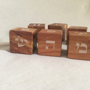 Hebrew Alphabet Wood Cubes Alef Bet Haivri Wooden Blocks 1.6'' Set of 6 ...