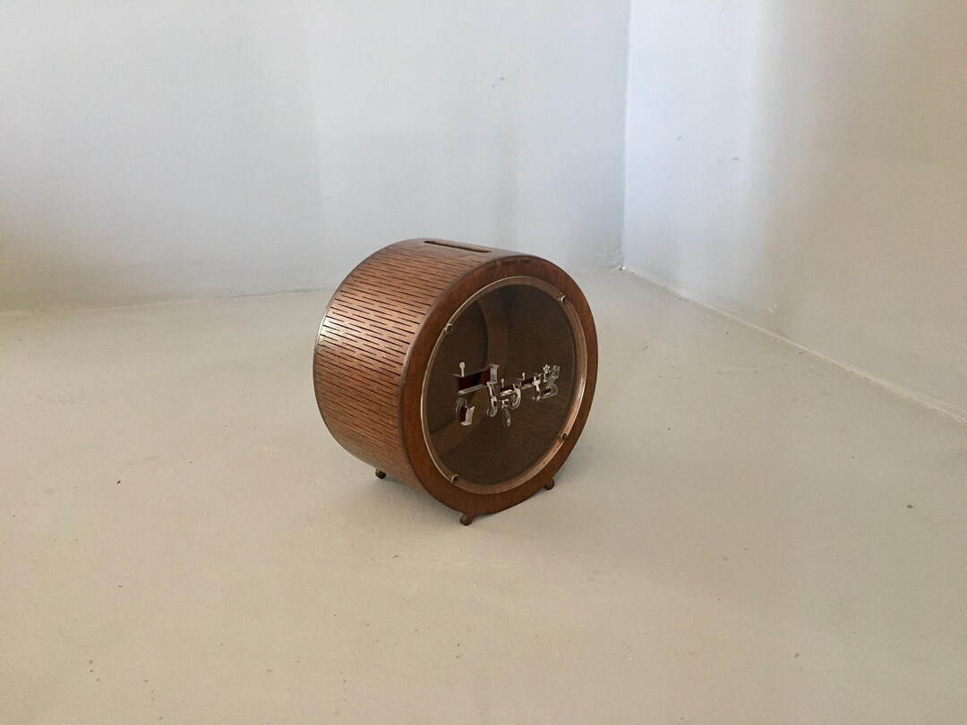 Round Kupah Tzedakah Charity Donation Money Box Wooden With Transparent ...