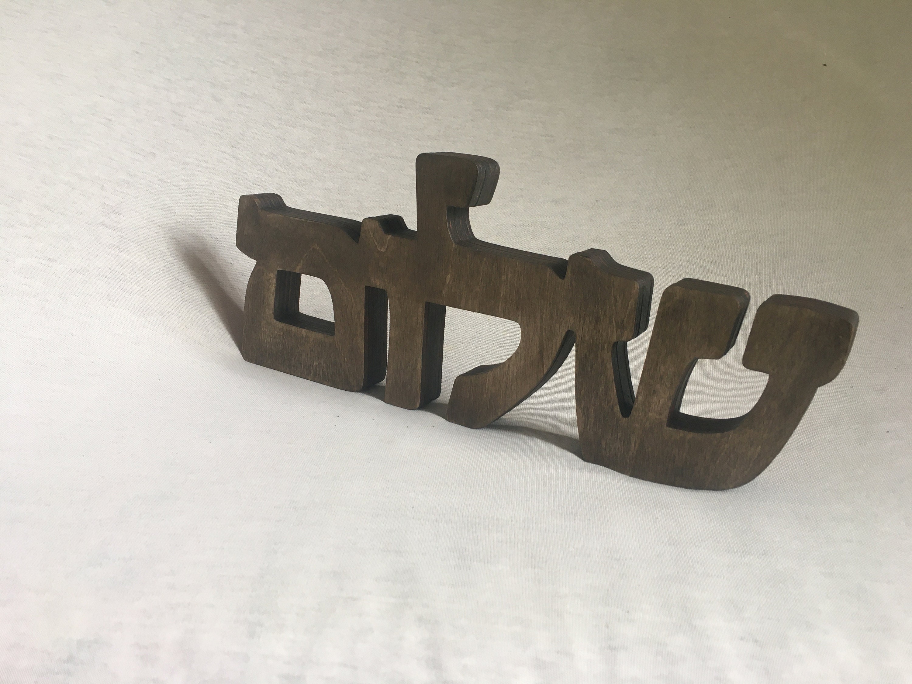 Shalom Hebrew Wooden Word Inspiration Sign Peace Self Standing Table ...