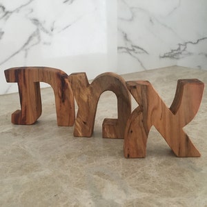 Truth Wood Self Standing Hebrew Letter Sign 3D Word Emet Interior Shelf ...