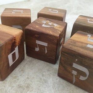 Hebrew Alphabet Wood Cubes Alef Bet Haivri Wooden Blocks 1.6'' Set of 6 ...