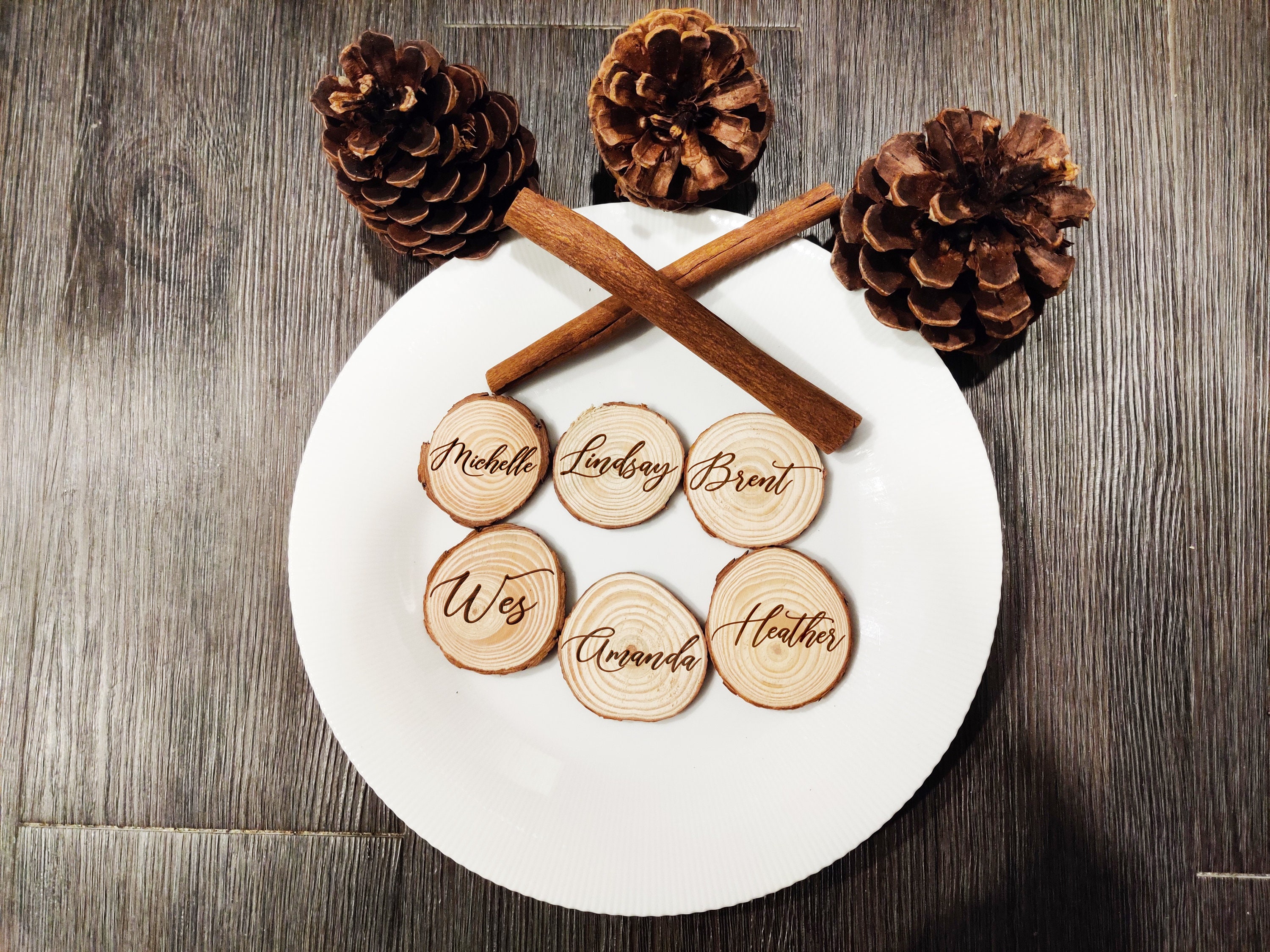 Personalized Rustic Laser Engraved Wood Logo Place Cards Wood - Etsy