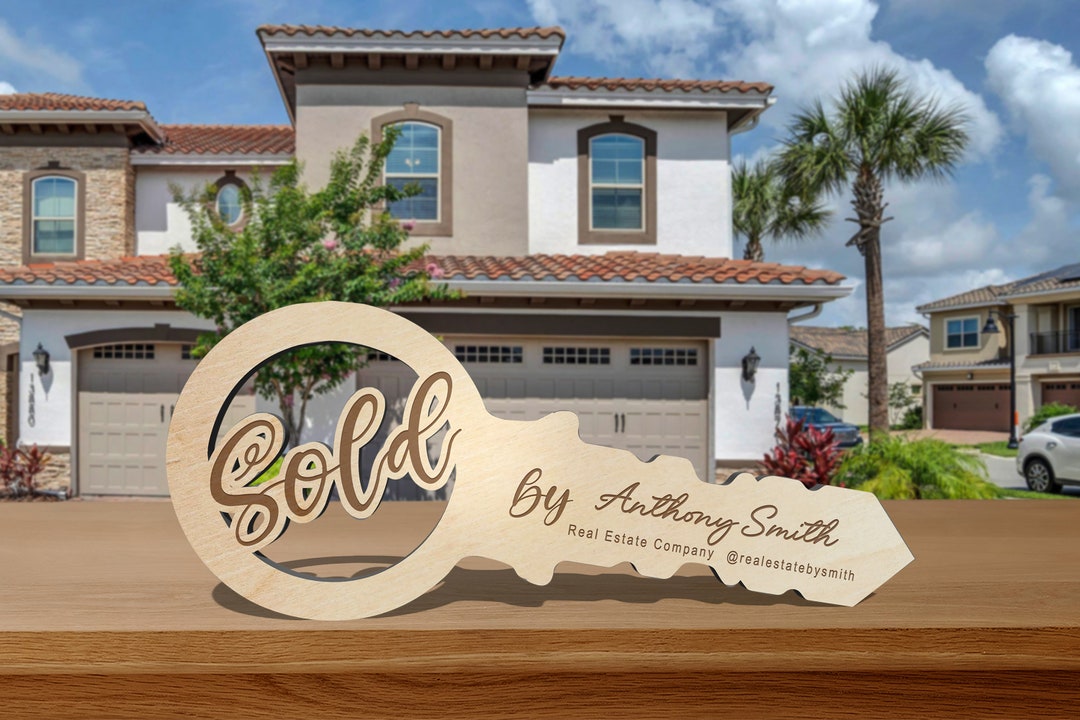 Personalized SOLD Real Estate Key House Wood Key Laser Cut - Etsy