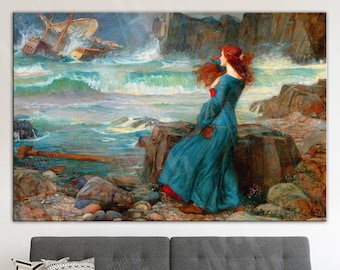 John William Waterhouse : Miranda (1875) Canvas Gallery Wrapped or ...