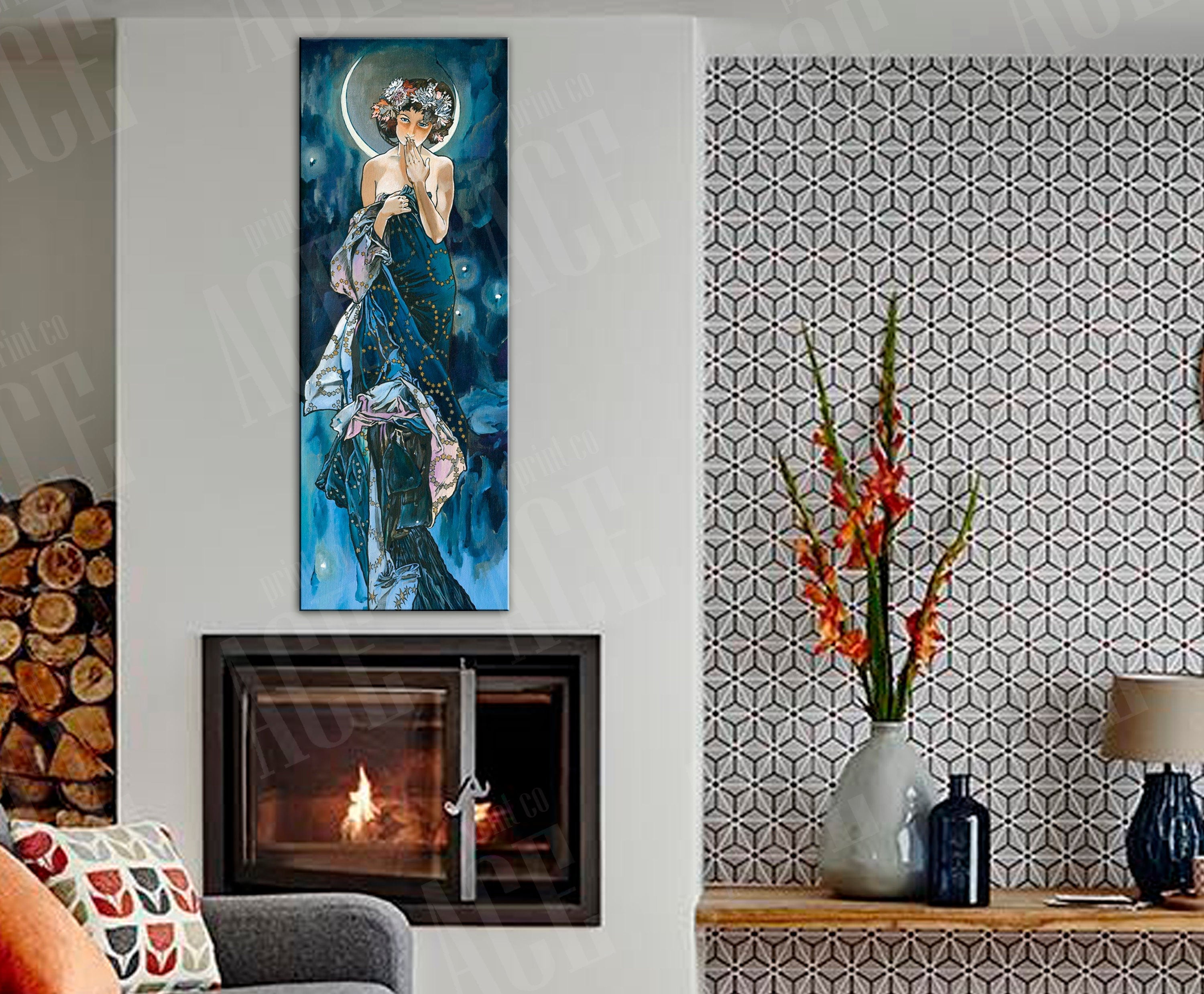 Alphonse Mucha Moon Wallpaper