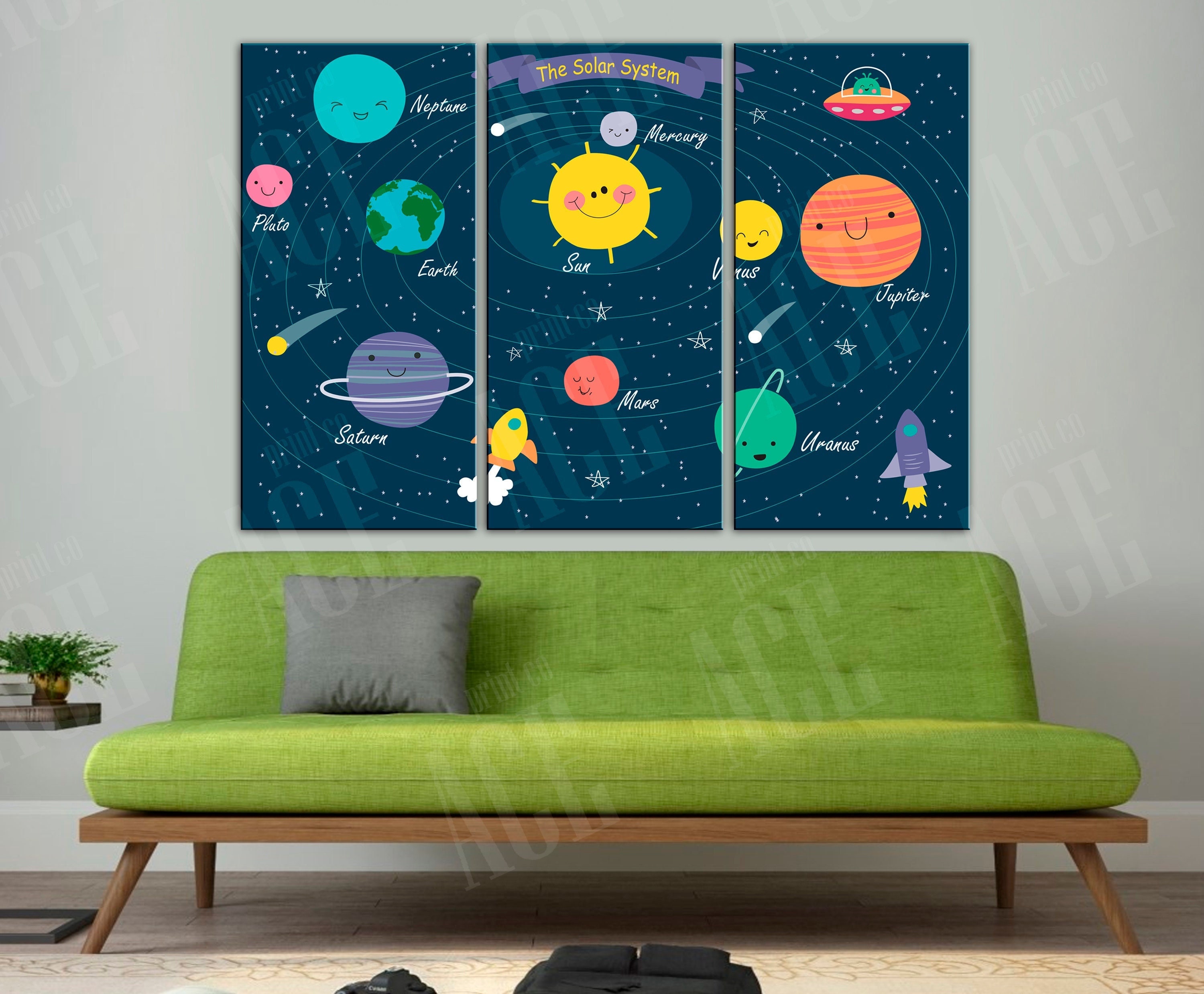 Solar System Canvas Kids Space Print Astronomy Canvas - Etsy